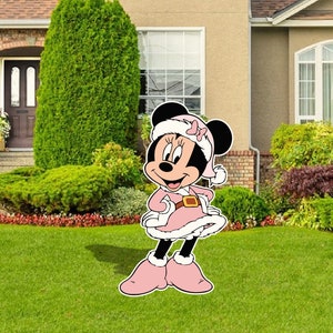 Pink Minnie Mouse Winter Wonderland Yard Sign - Disney Holiday Outdoor ...
