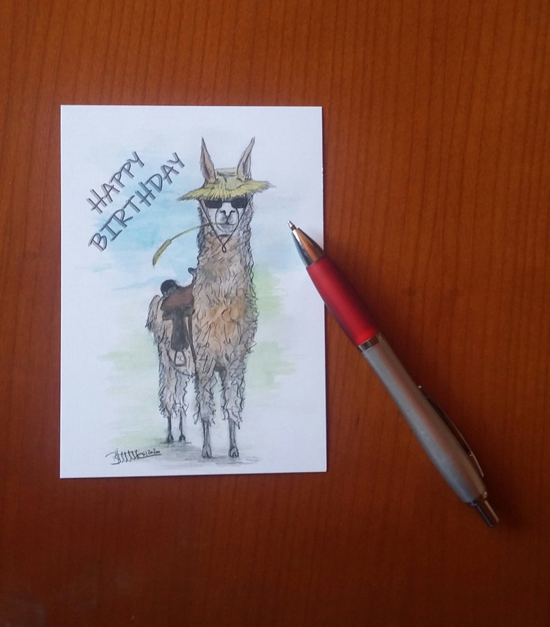 Greeting Card Lama "happy Birthday" - Etsy