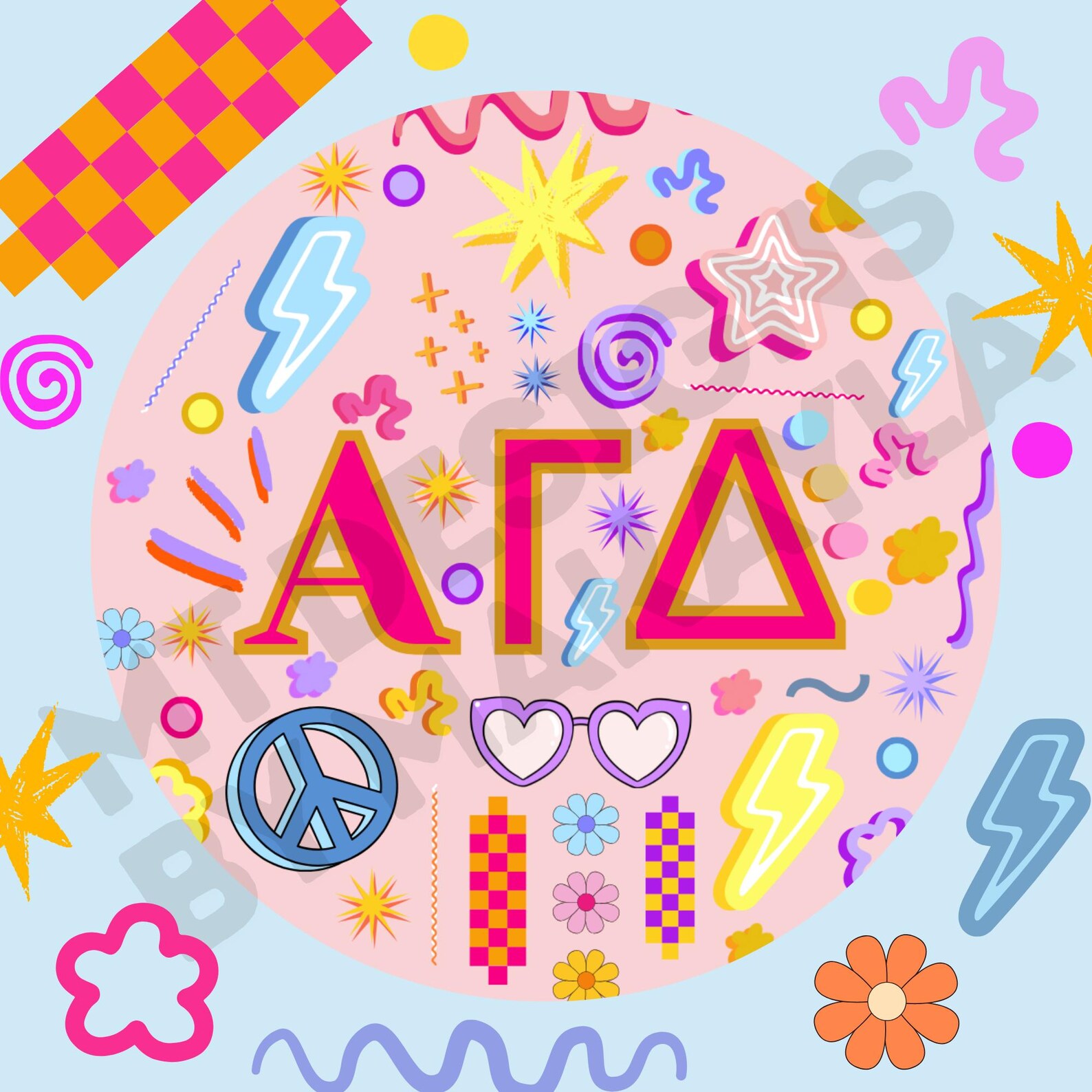 Alpha Gamma Delta Pin-back Buttons: 3in, AΓ∆, Sorority Buttons, Girly ...