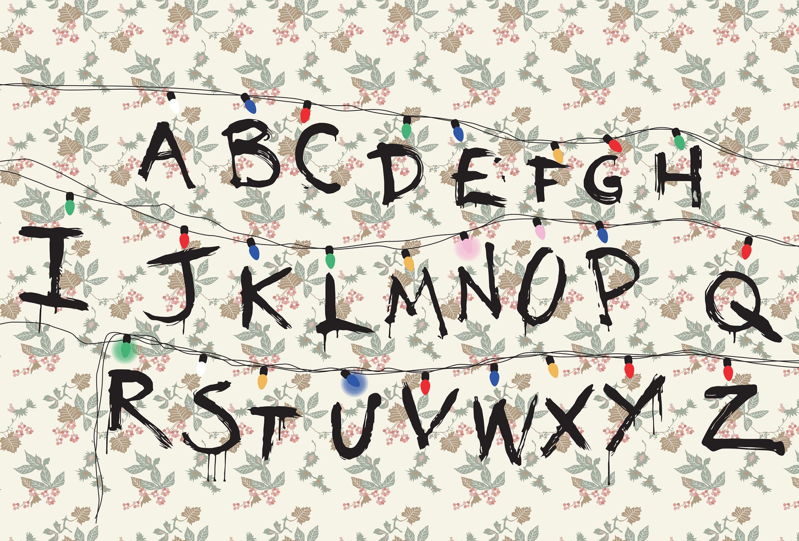 Alphabet Wall Poster Stranger Things Gift Art Print Prop Joyce Byers Tv ...