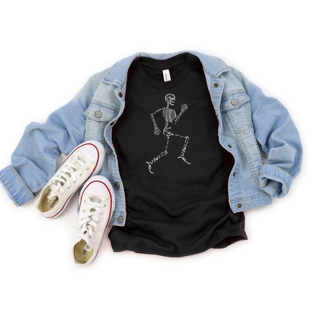 Anatomical Skeleton Youth Size, Running Skeleton Tee, Skeleton Shirt ...