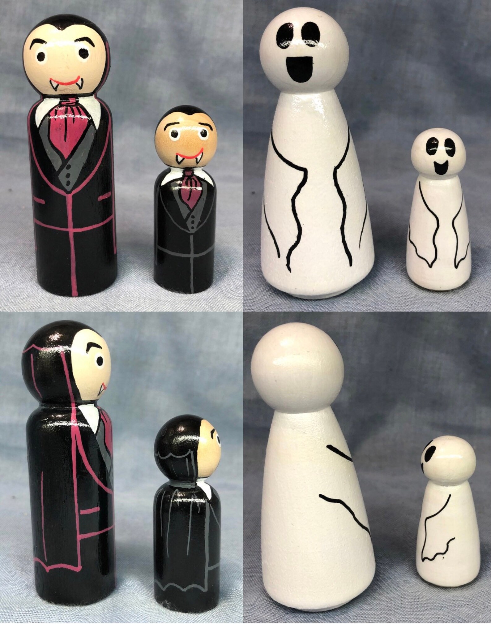 SPOOKY SET of Halloween Peg Dolls Classic Characters Shelf - Etsy