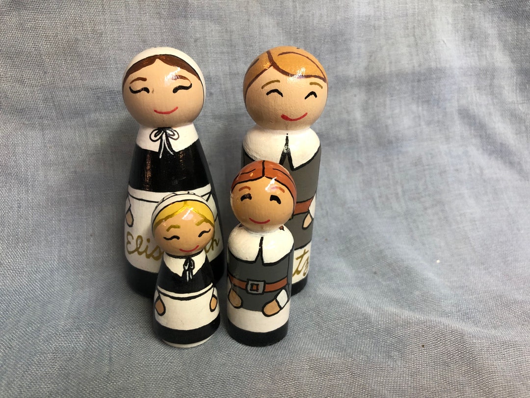 Pilgrim Peg Doll Place Cards: Thanksgiving Decor, Custom Name - Etsy