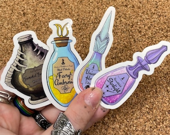 Potion Bottle Stickers Set of 5 Halloween Vinyl Stickers - Etsy