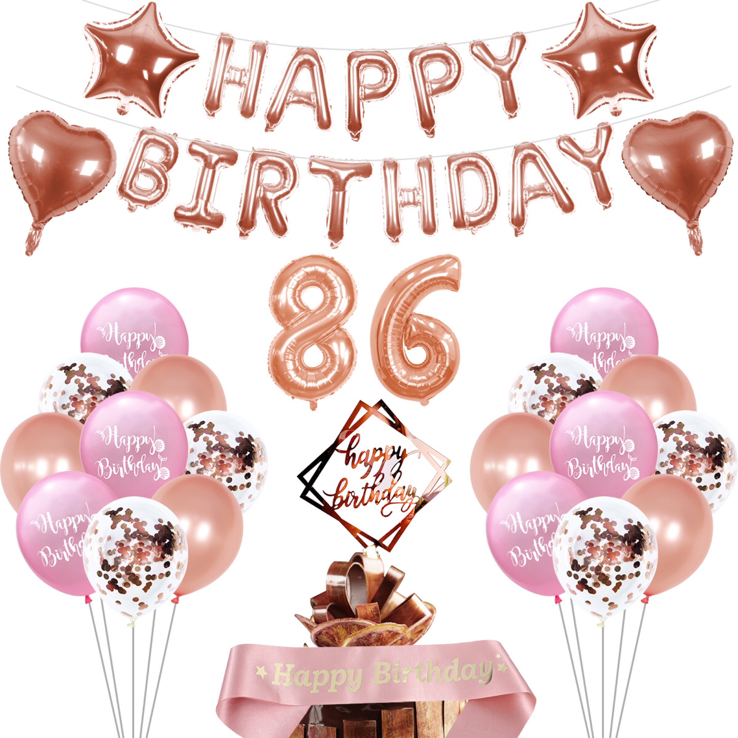 86th Birthday Decorations Birthday Party Supplies Rose Gold | Etsy
