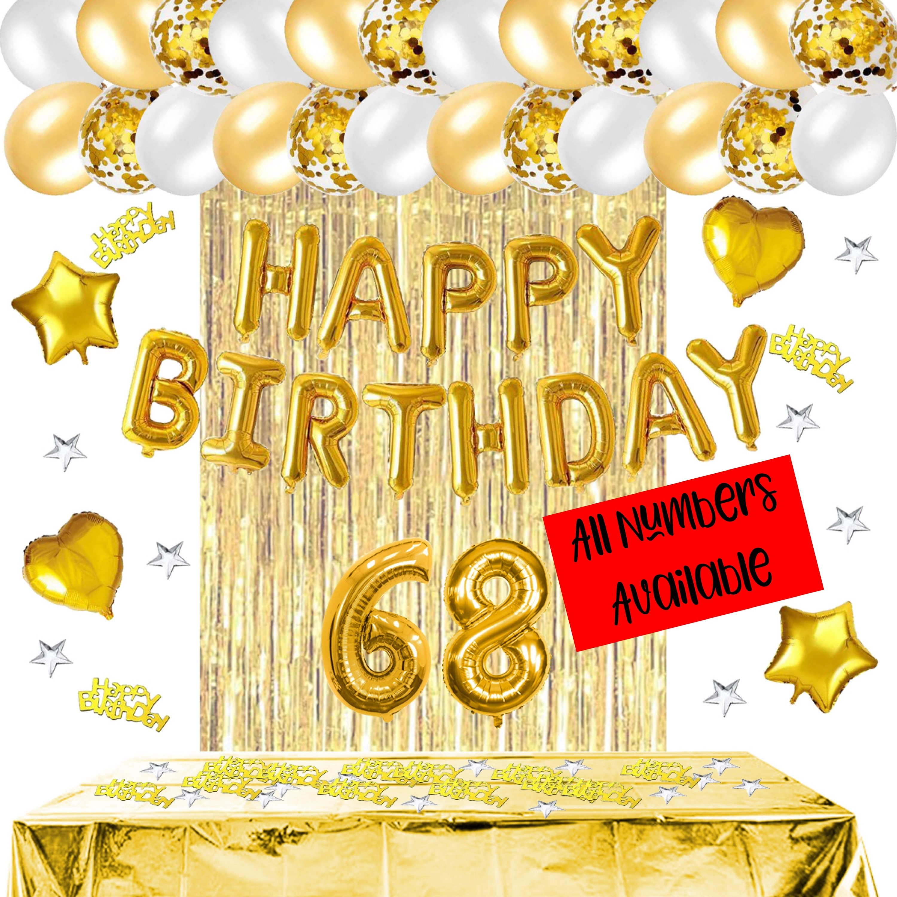 68th Birthday Decorations Birthday Party Supplies Gold | Etsy