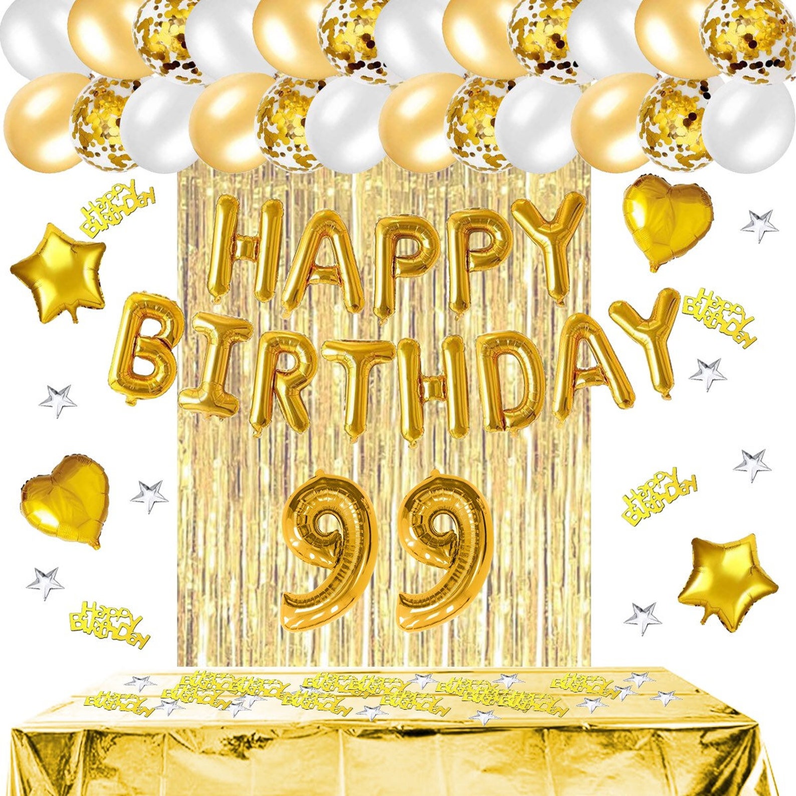 99th Birthday Decorations Birthday Party Supplies Gold | Etsy