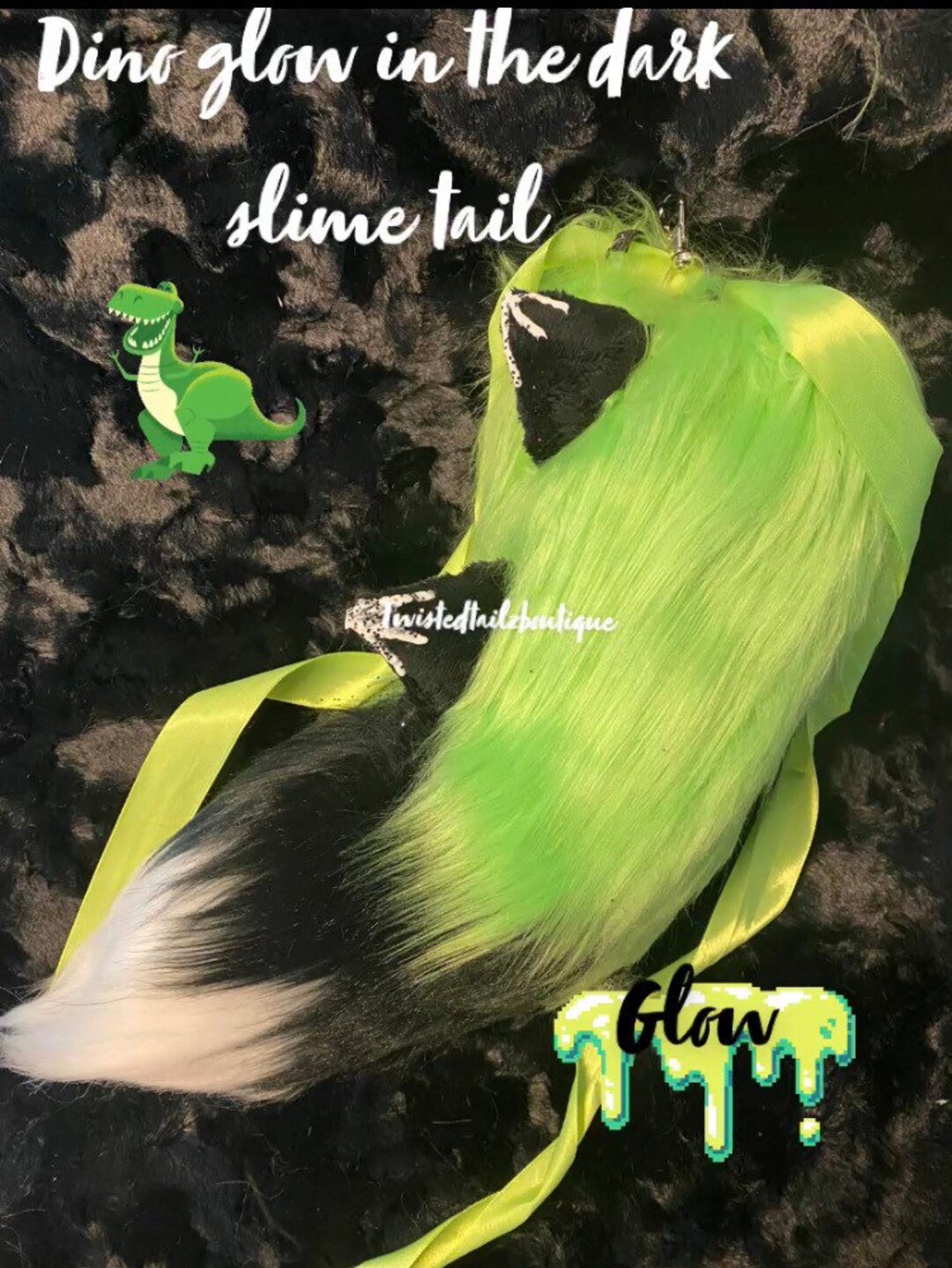 Dinosaur Fur Suit Perky Glow in the Dark Slime Tail. Mask Not Included ...