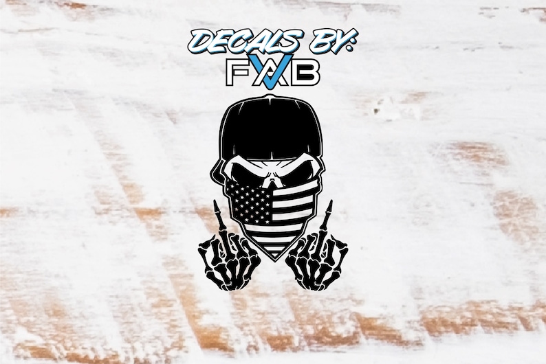 American Flag Skull Middle Finger Motorcycle | DECAL - Etsy