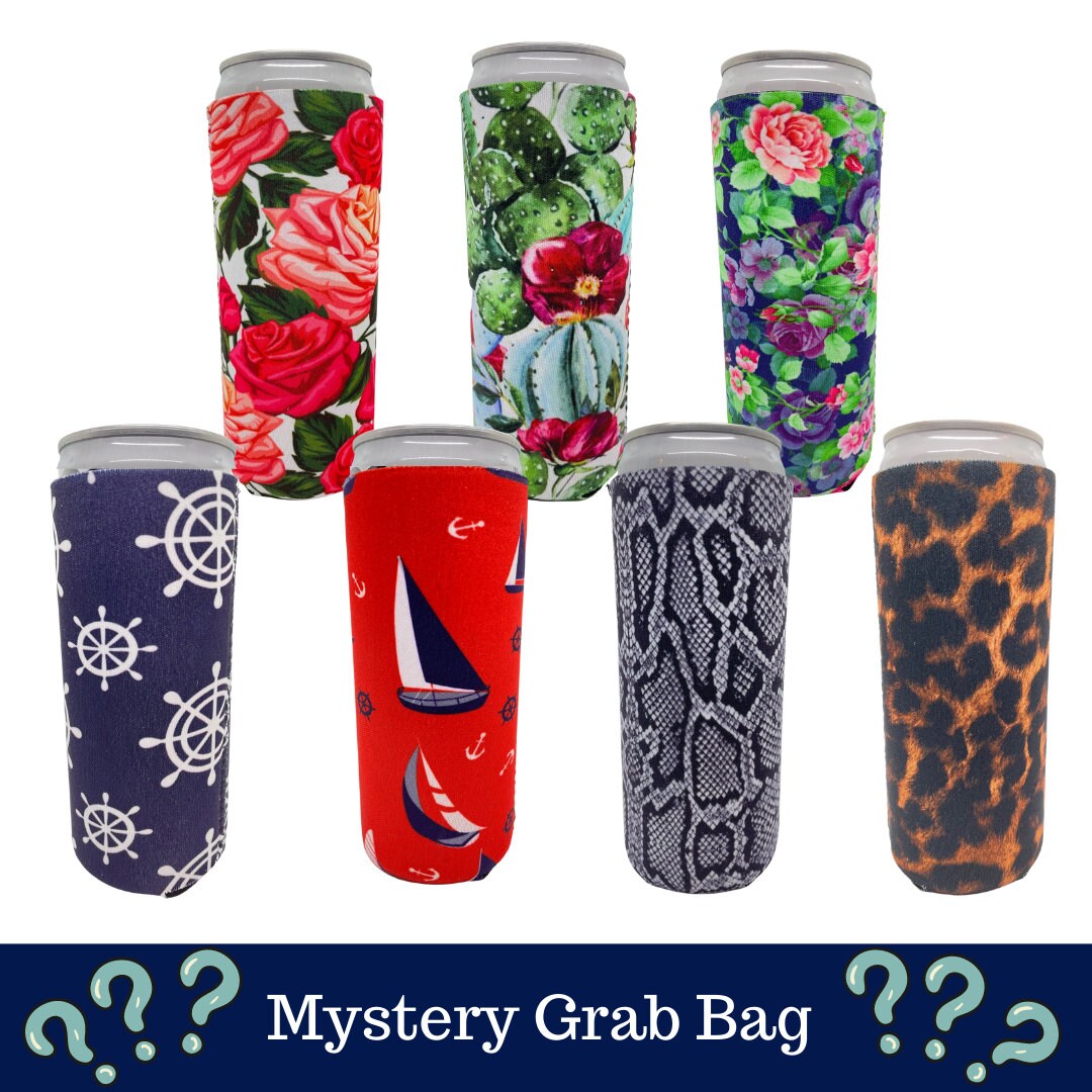 4 Pack MYSTERY GRAB BAG Skinny Can Coolers 4 Pack Slim Can Coolie ...