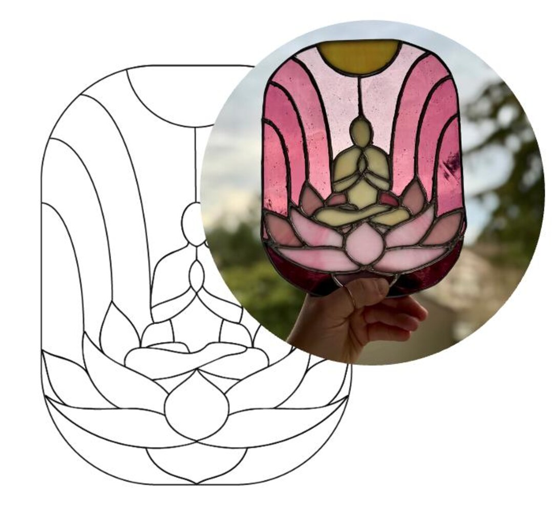 Stained Glass Pattern - Meditating Lotus Pane - Etsy