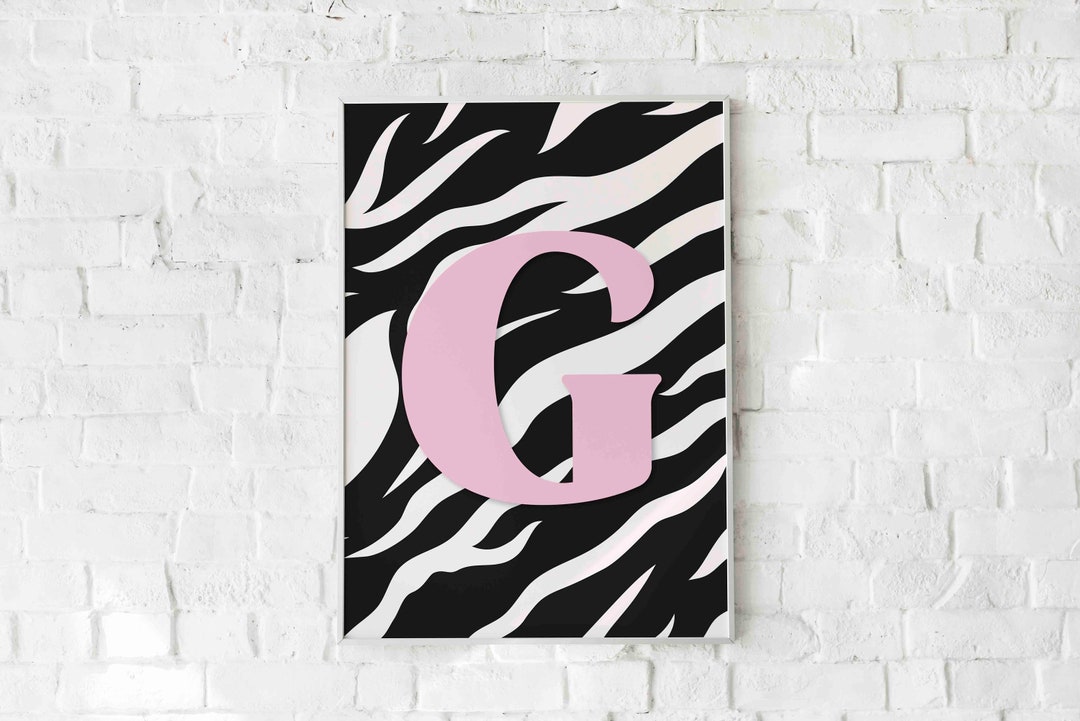 Zebra Pattern Print Initial Letter. Poster Print. A5, A4 or A3 Any ...
