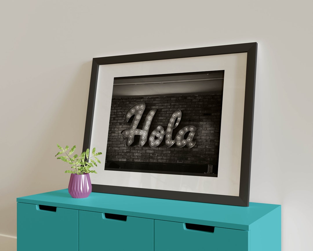 Neon Hola Sign in Colour or Black and White. Wall Art Poster Print. All ...