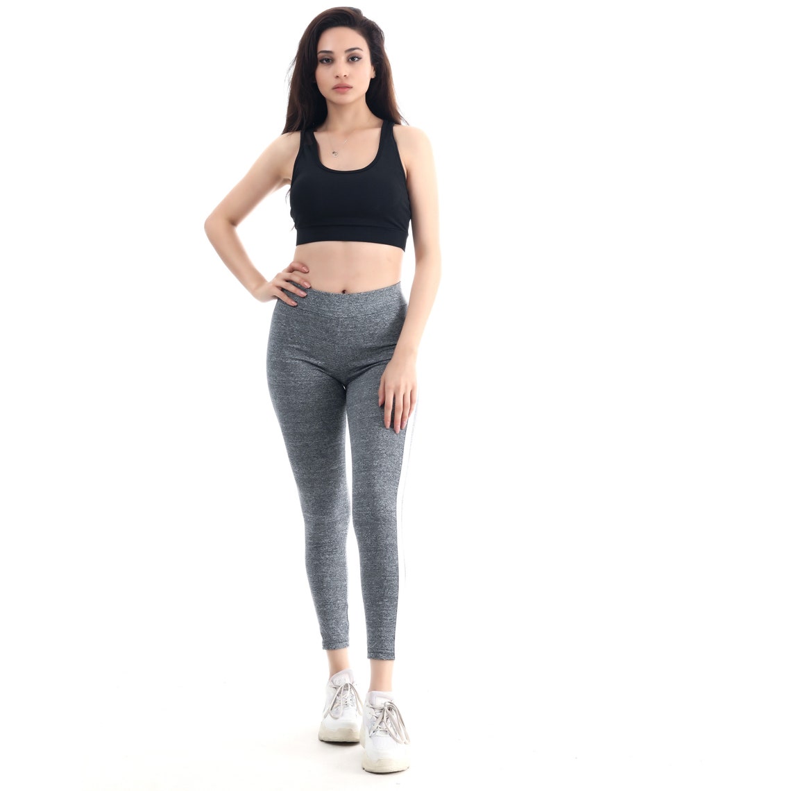 Womens White Striped Athletic Leggings Workout Leggings Womens ...