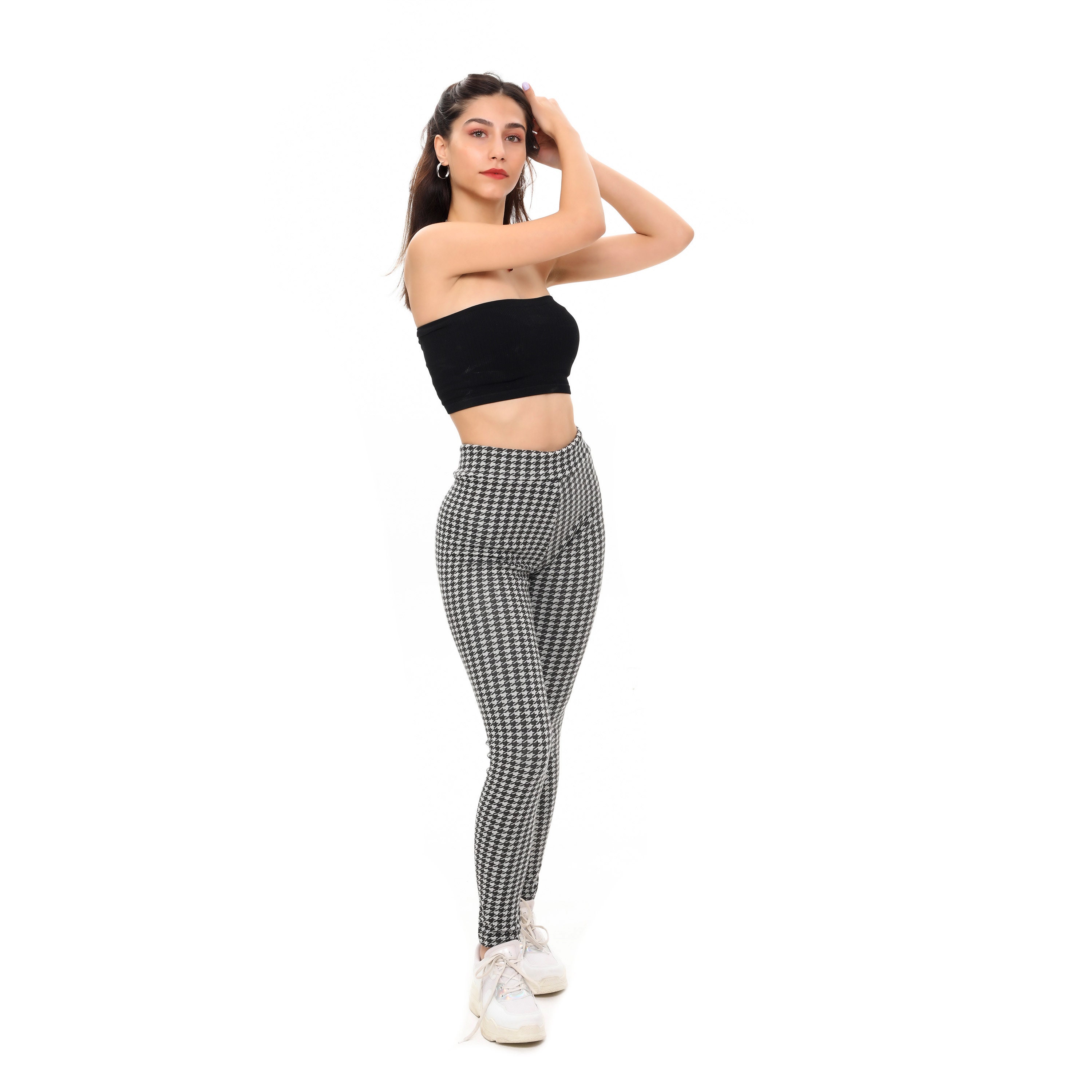 Black and White Checkered Workout Leggings Ladies Winter - Etsy