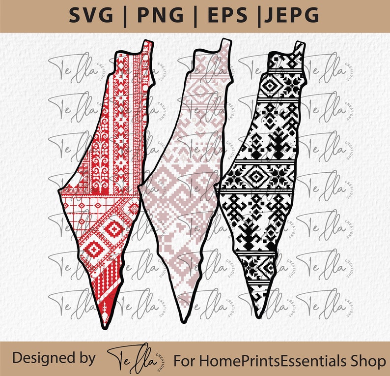 6 Vector Tatreez Palestine Maps Svg, Palestinian Embroidery Maps Png ...