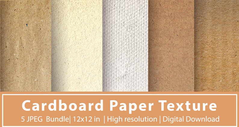 5 Cardboard Paper Texture, Procreate Paper Texture Bundle, Photoshop ...