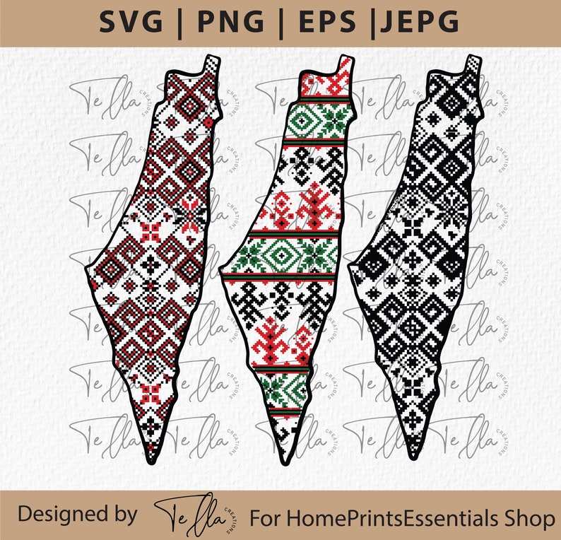 6 Vector Tatreez Palestine Maps Svg, Palestinian Embroidery Maps Png ...