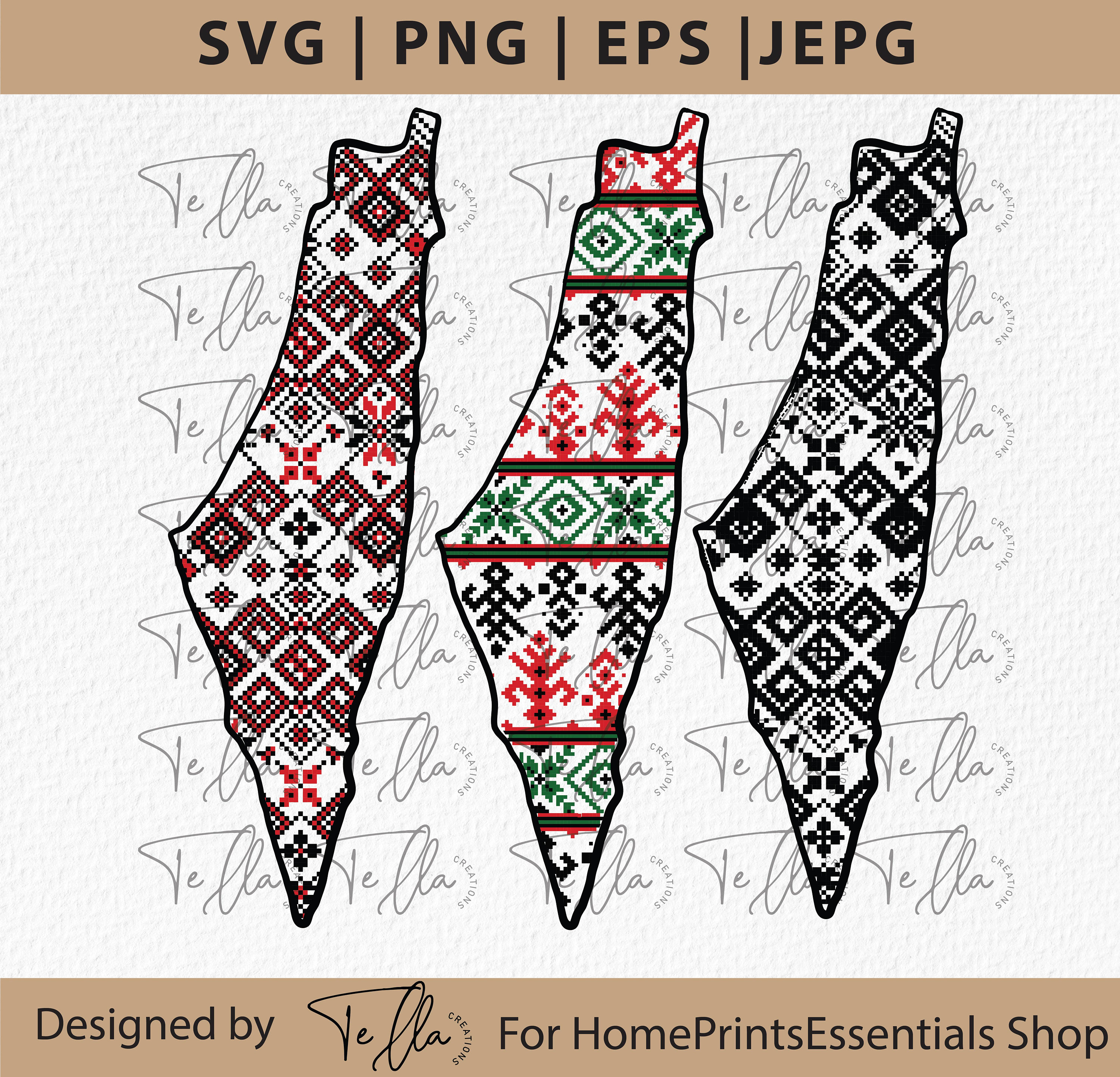 6 Vector Tatreez Palestine Maps Svg, Palestinian Embroidery Maps Png ...