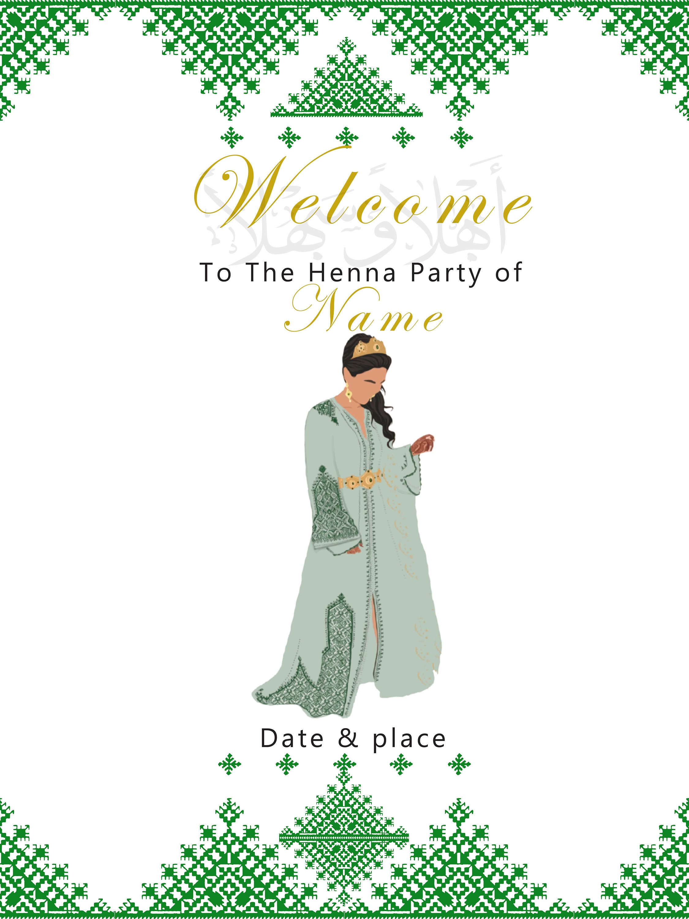 Fillable Henna Party Sign, Custom Wedding Backdrop, Moroccan Henna Pdf ...