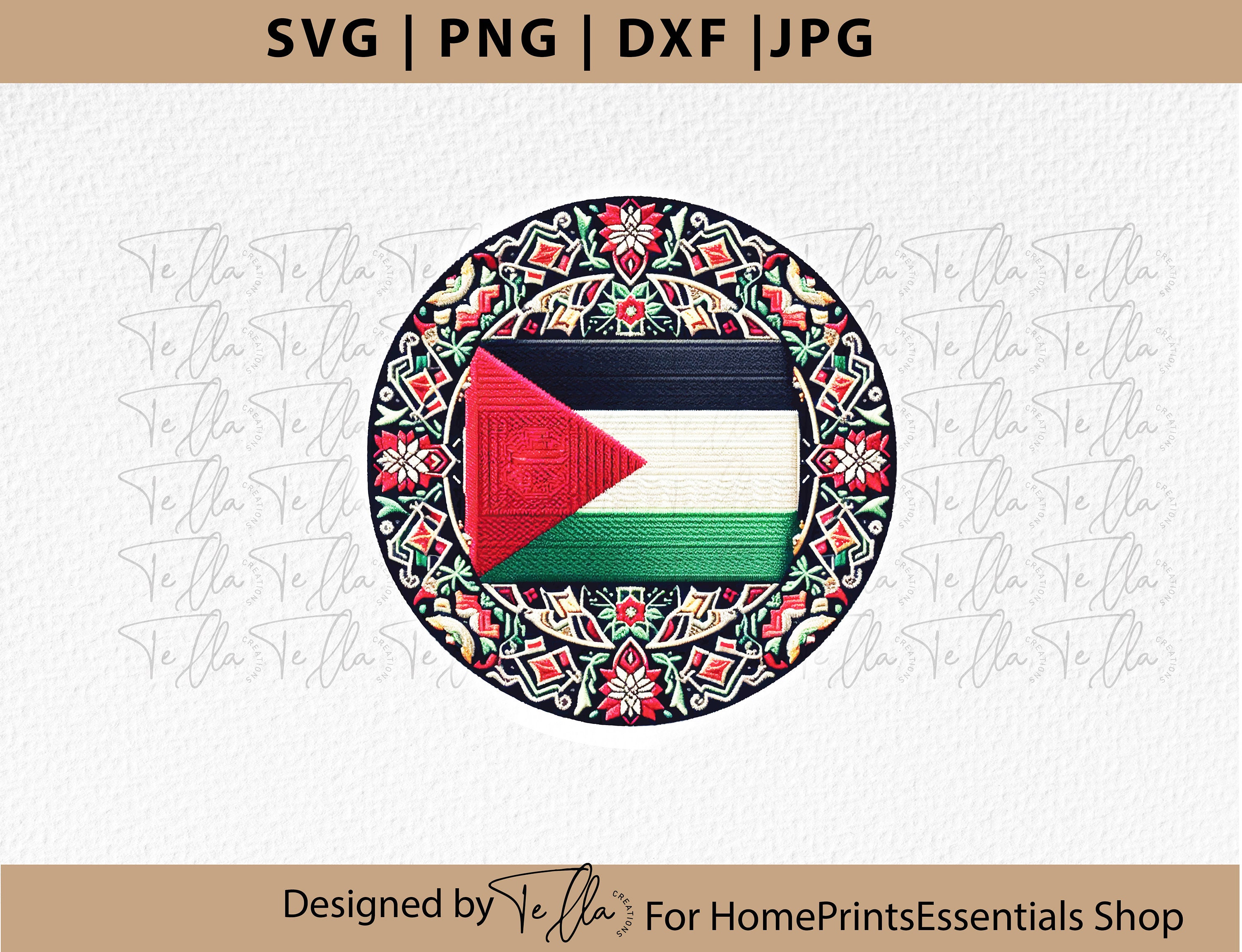 Palestine Embroidery Flag Png, Floral Tatreez Svg,free Palestine SVG ...