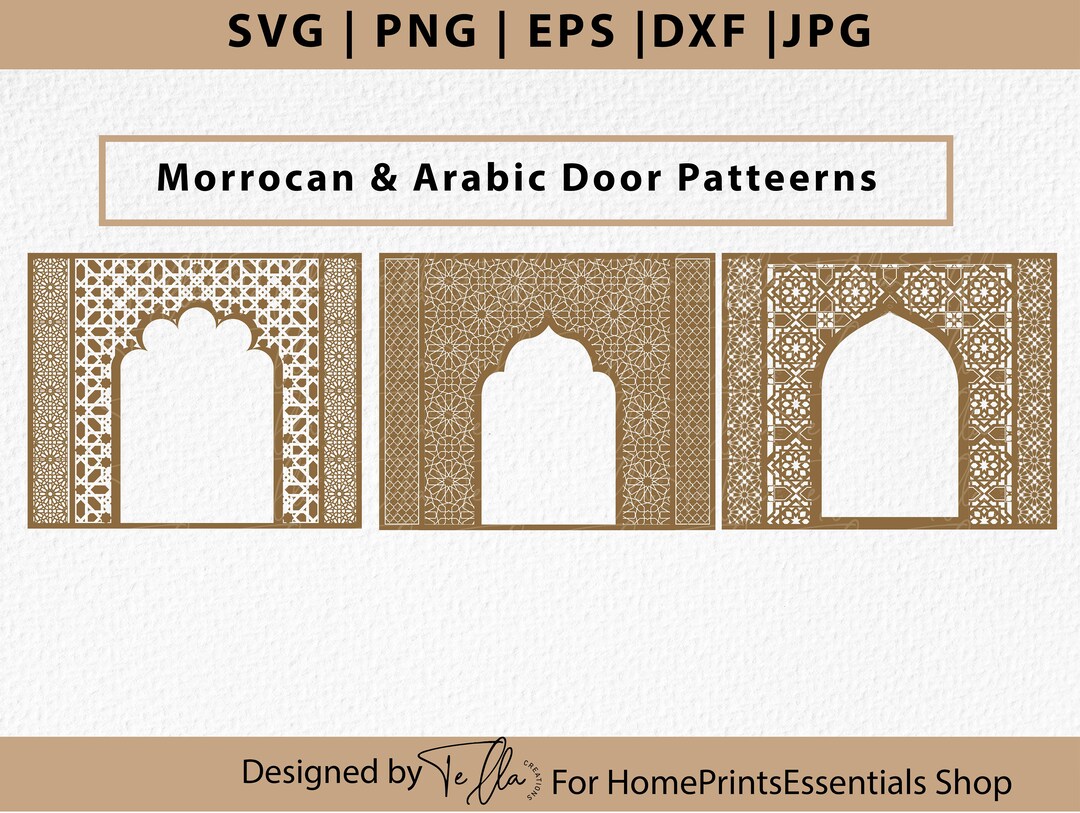 Set of 3 Decorative Doors With Arabic and Moroccan Patterns, Window ...