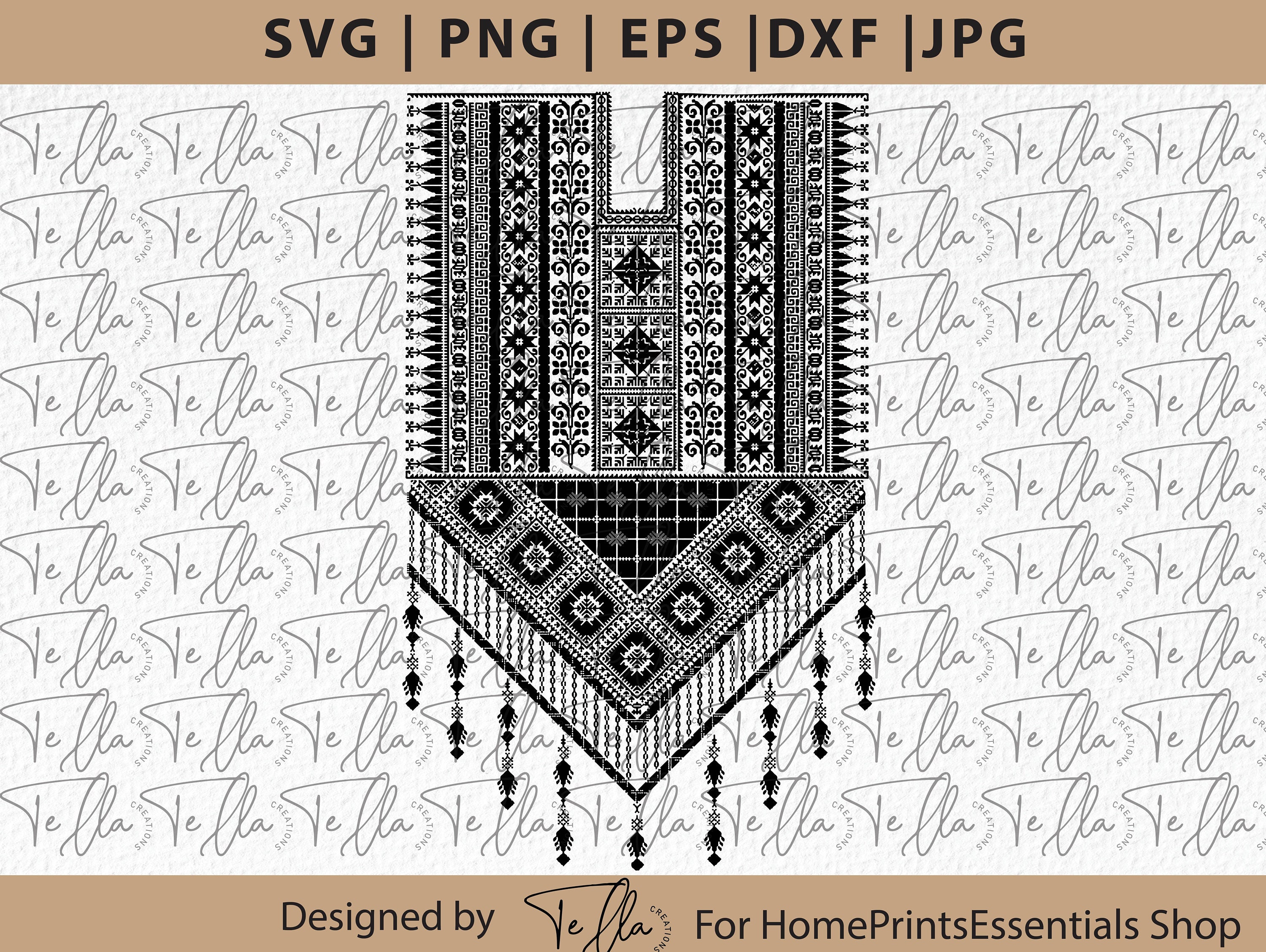 5 Palestine Digital Papers, Vector Tatreez Pattern, Palestinian Scarf ...