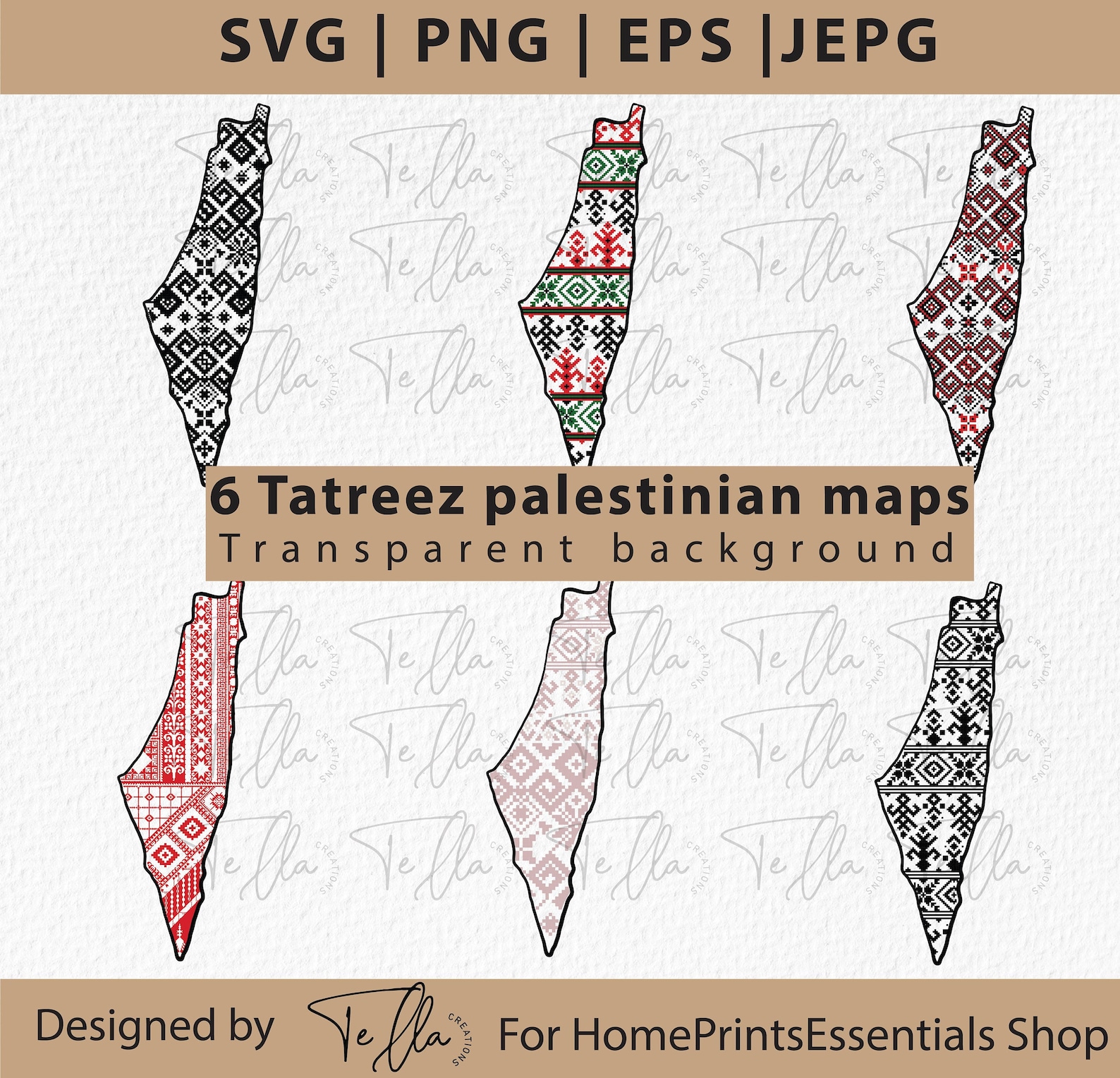 6 Vector Tatreez Palestine Maps Svg, Palestinian Embroidery Maps Png ...