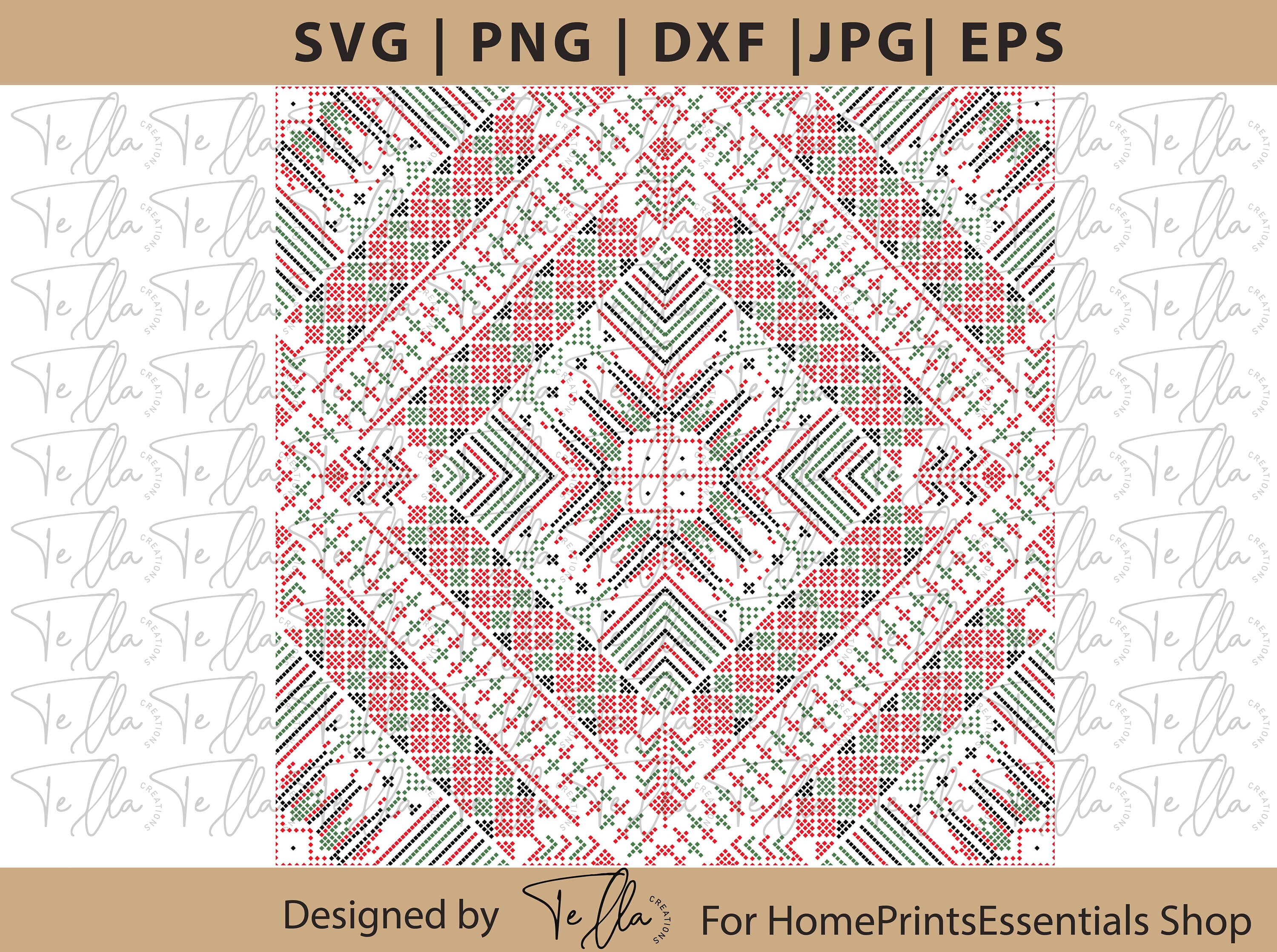 5 Palestine Digital Papers, Vector Tatreez Cricut, Palestinian Scarf ...