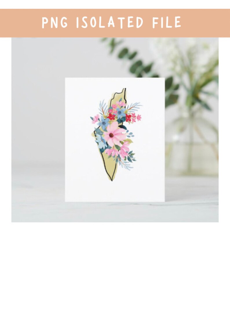 Floral Palestine Map Svg, Palestine Map Floral Clipart Image Png Vector ...
