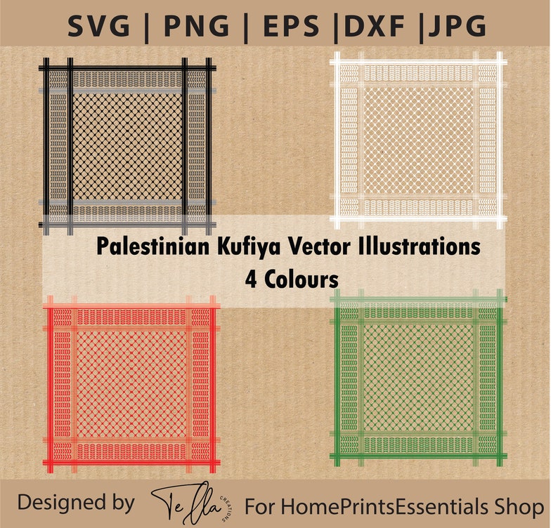 Keffiyehs Clipart Bundle |palestine Keffiyeh Cricut Png, Kufeya Scarf ...