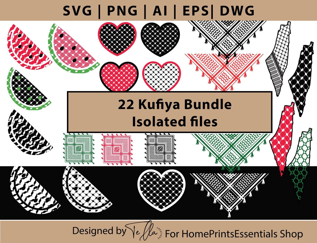 Keffiyehs Clipart Bundle |palestine Keffiyeh Cricut Png, Kufeya Heart ...