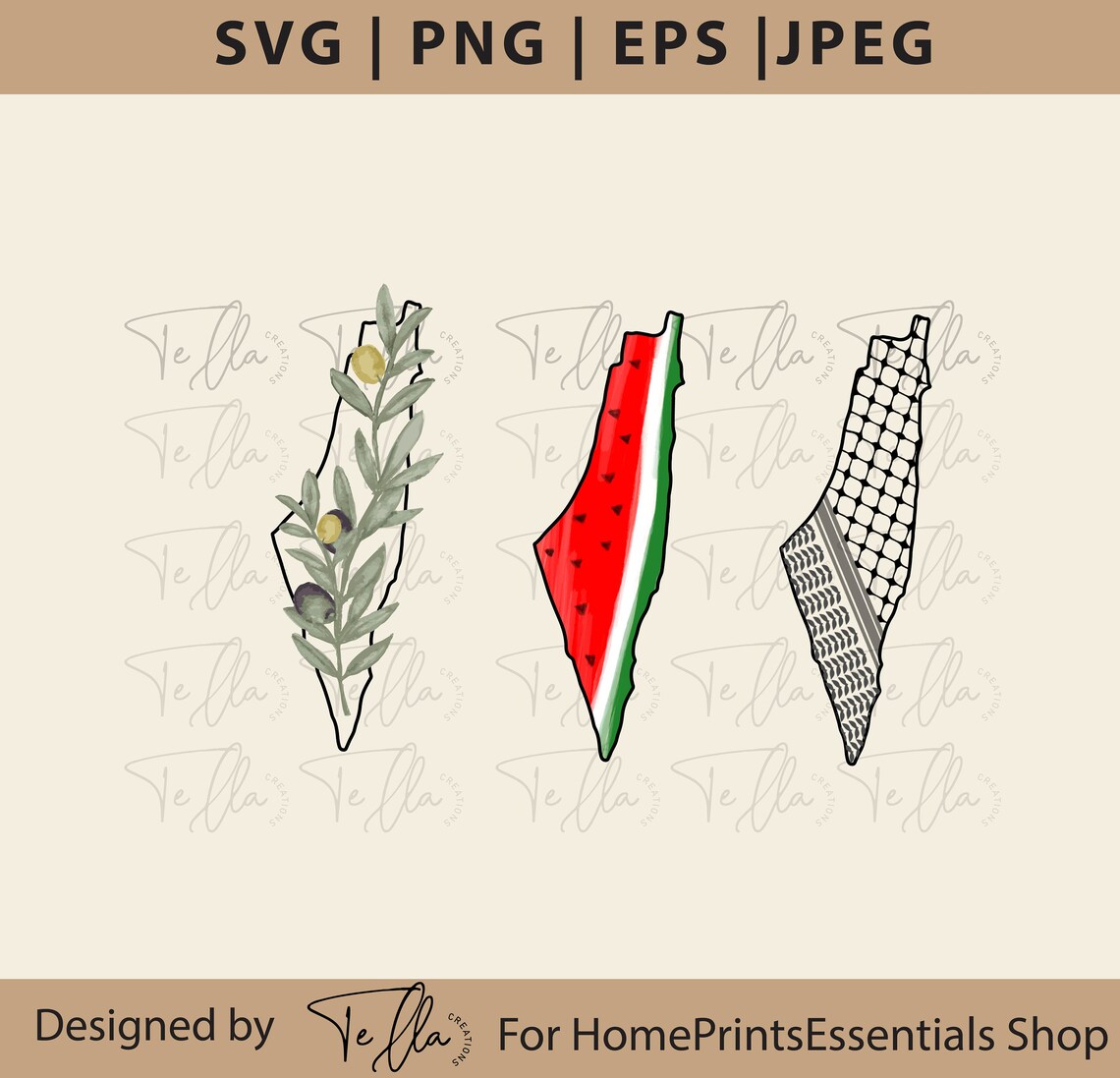 3 Palestine Maps Svg Kufiya Maps Png Watermelon Palestine - Etsy Australia
