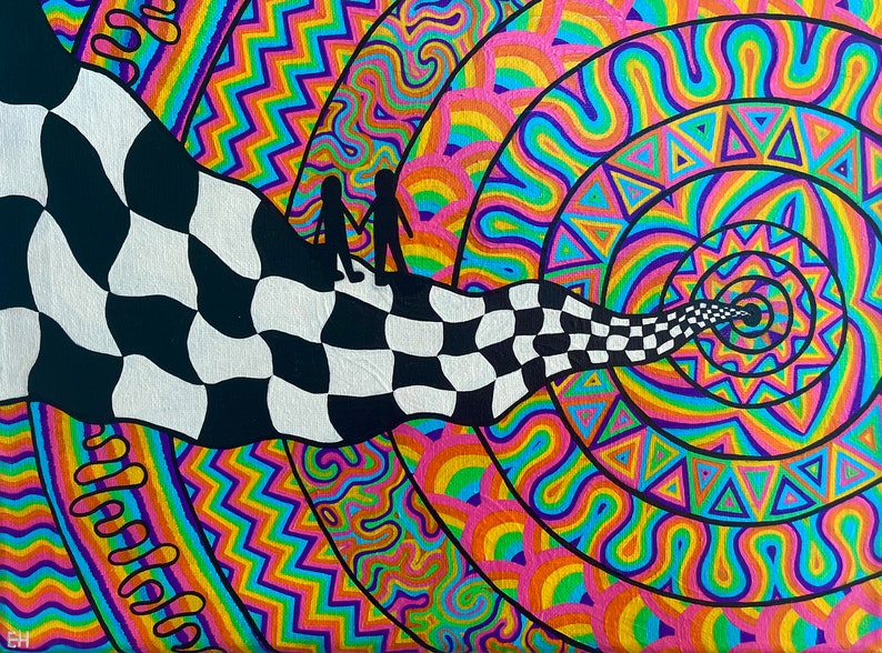 To a Different World | Custom Hand Painted Rainbow Trippy Artwork on ...