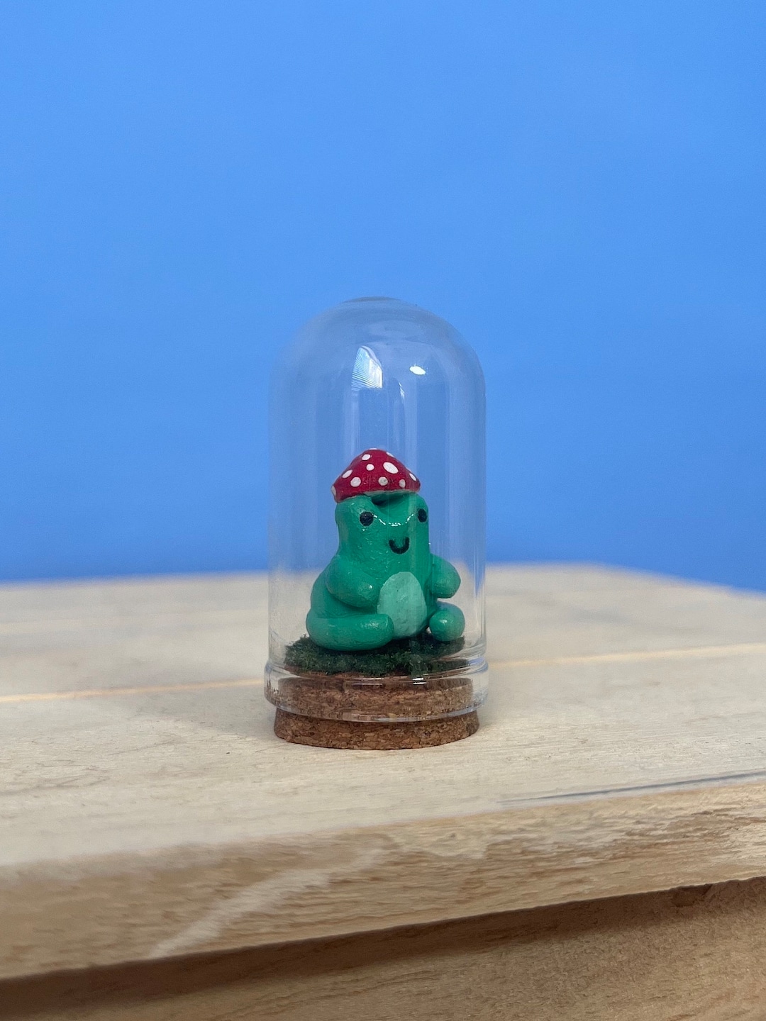 Handmade Cute Polymer Clay Frog Figurine With Mushroom Hat Cottagecore ...