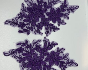 Purple Bodice Lace Applique, Pearl, Rhinestone, and Embroidery Applique ...