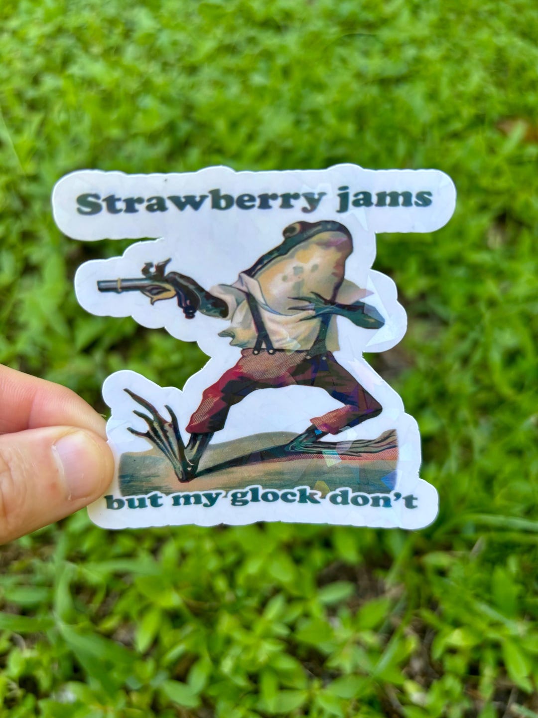 Strawberry Jams but My Glock Dont, Holographic Vinyl Sticker, Adult ...