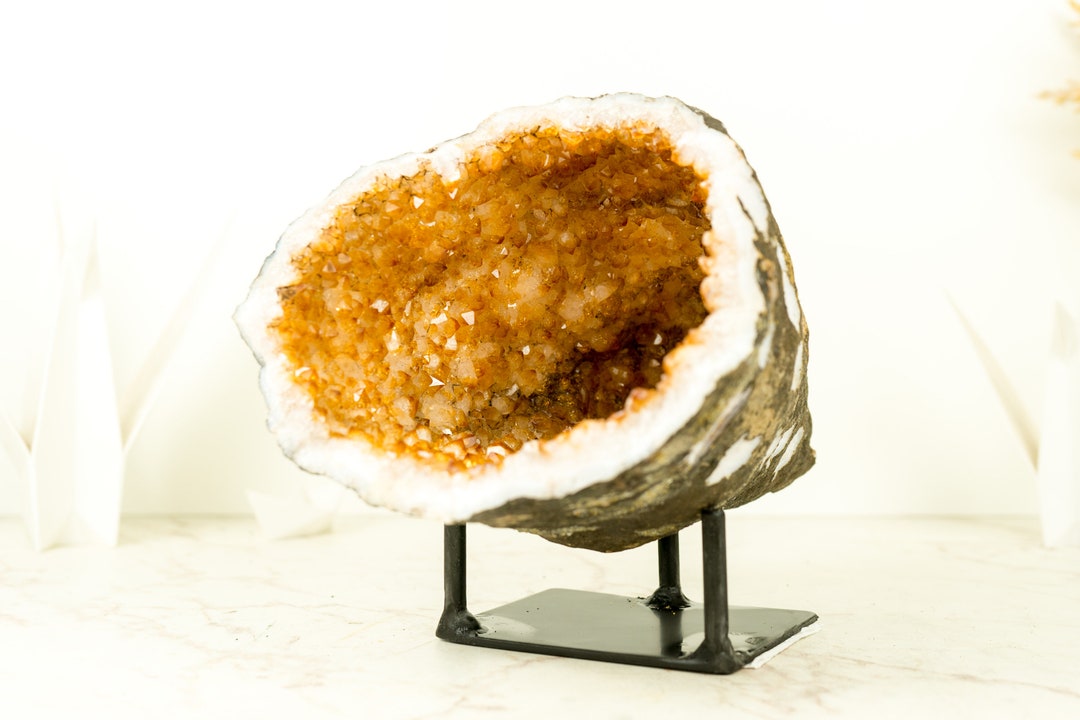 Natural Raw Citrine Geode Cave With Sparkly High-grade Orange - Etsy