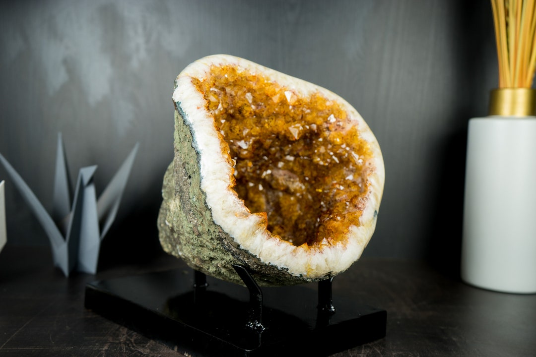 Natural Citrine Geode Cave With Sparkly Orange Citrine Druzy - November ...