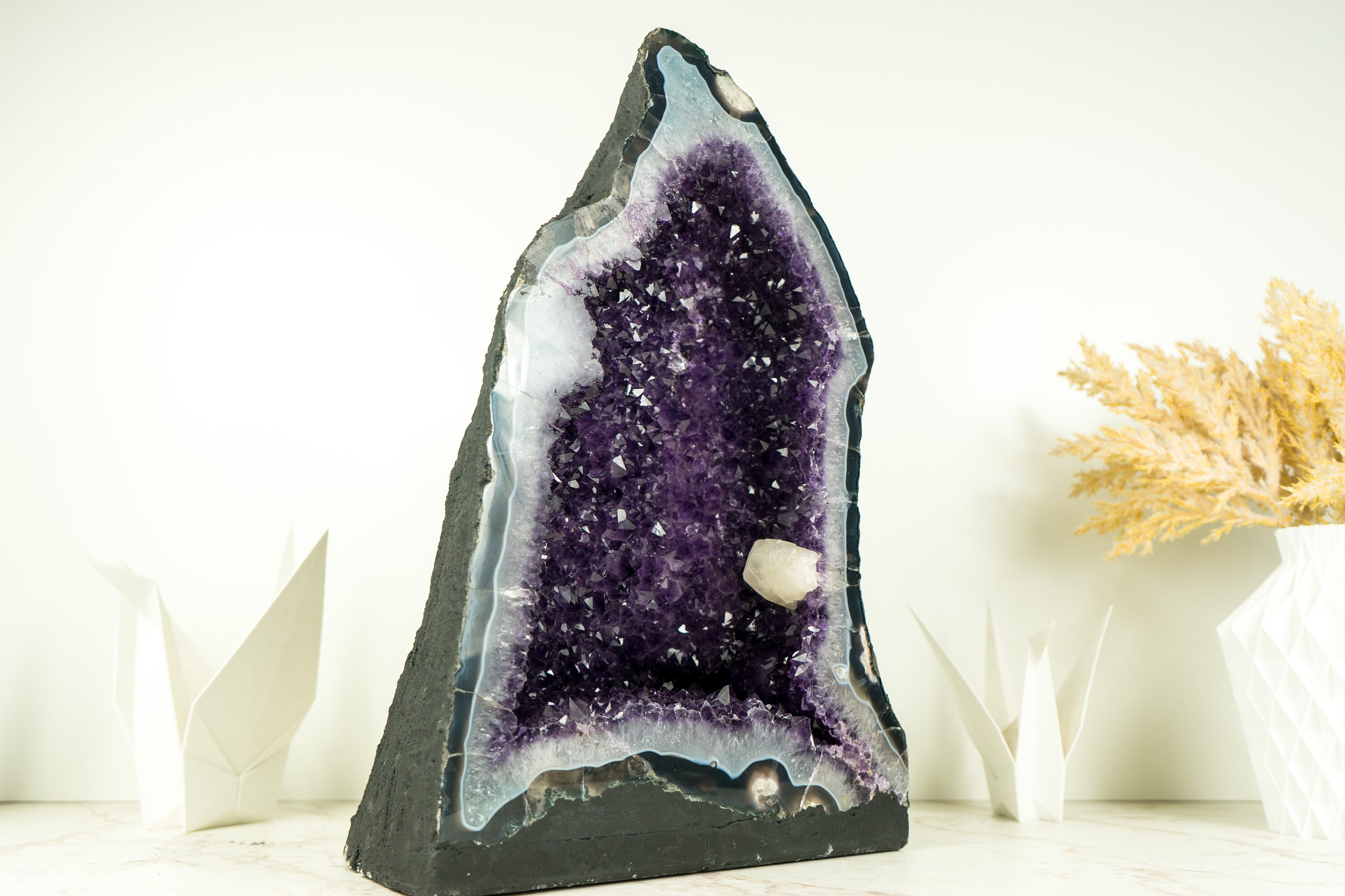 Rare Amethyst Geode With Deep Purple Amethyst Druzy, Blue Lace Agate ...