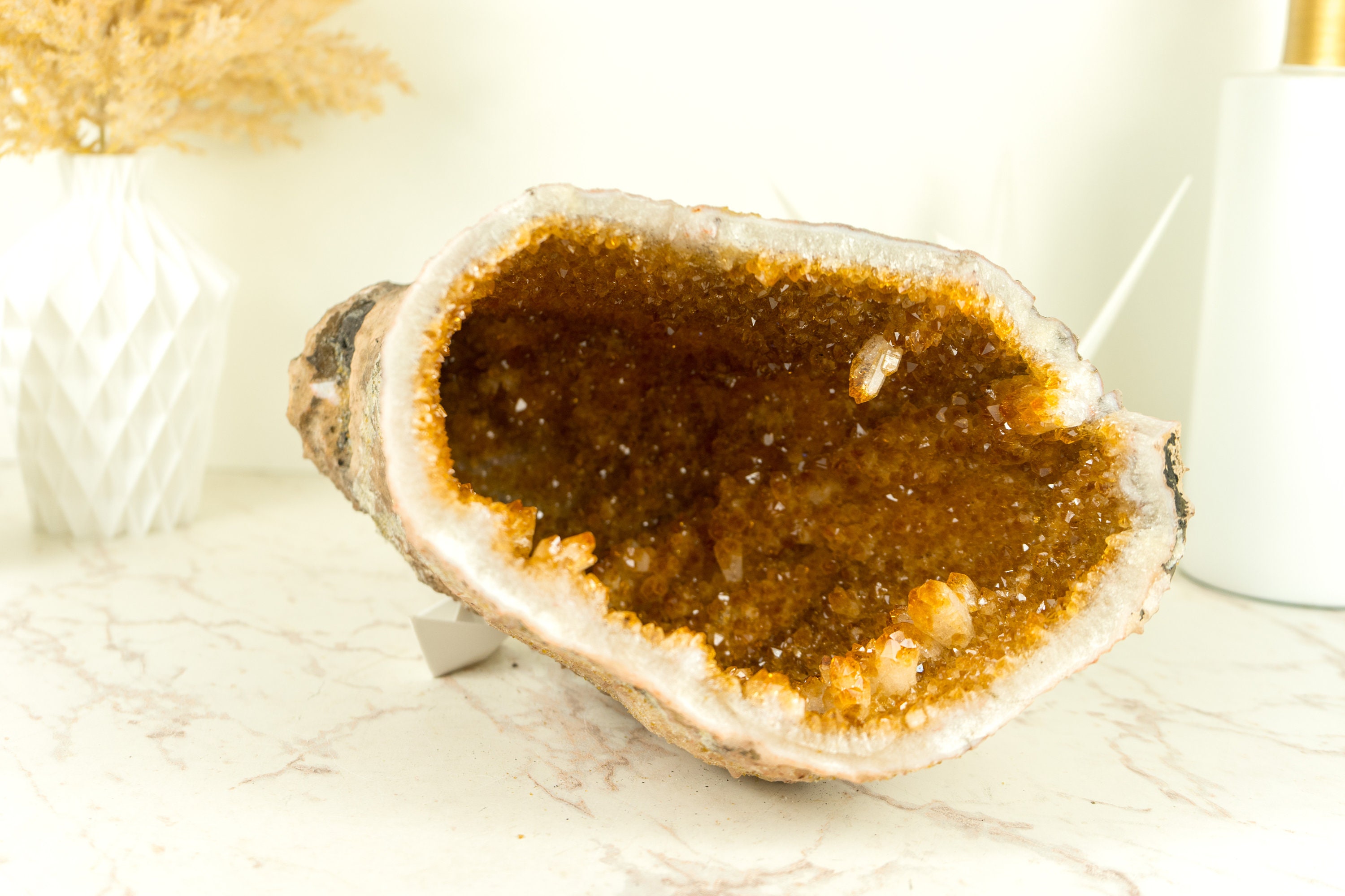 Natural Raw Citrine Geode Cave With Deep Orange Citrine Druzy 4.5 Kg 9. ...