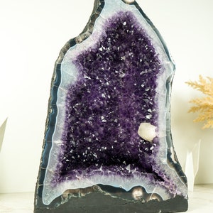 Rare Amethyst Geode With Deep Purple Amethyst Druzy, Blue Lace Agate ...