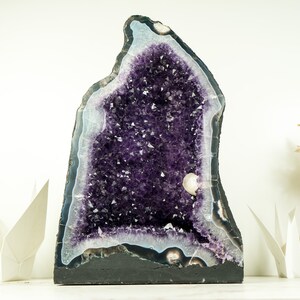Rare Amethyst Geode With Deep Purple Amethyst Druzy, Blue Lace Agate ...