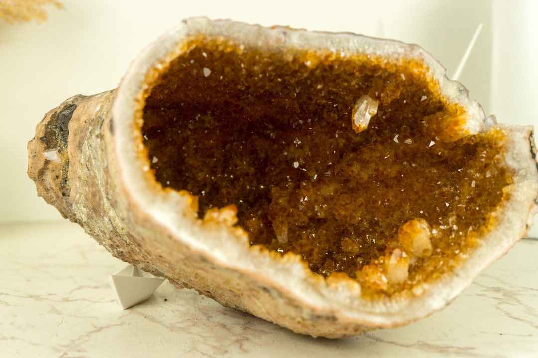 Natural Raw Citrine Geode Cave With Deep Orange Citrine Druzy 4.5 Kg 9. ...
