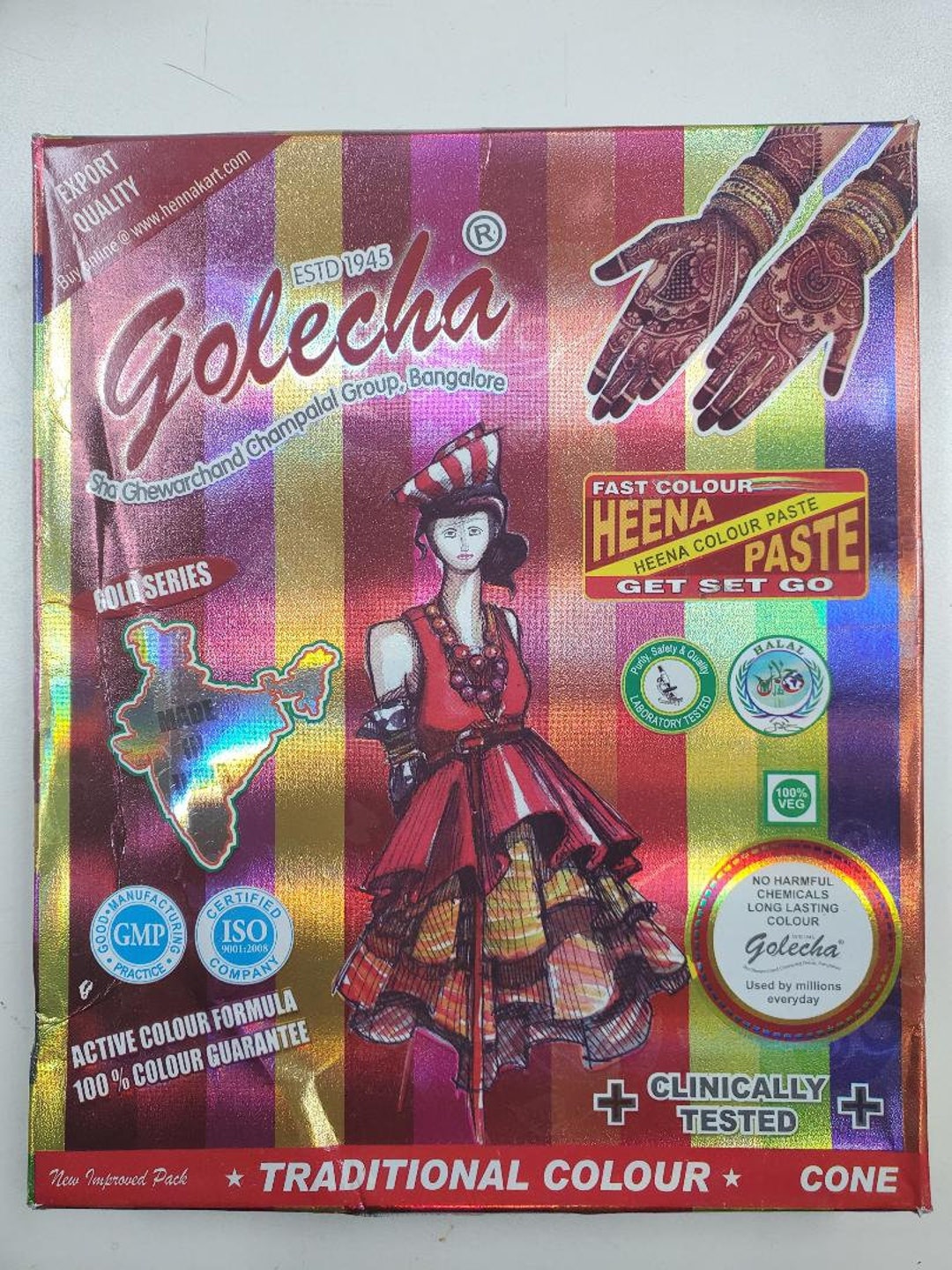 12 X Golecha Multi Color Henna Cones Temporary Tattoo Body Art Mehandi ...