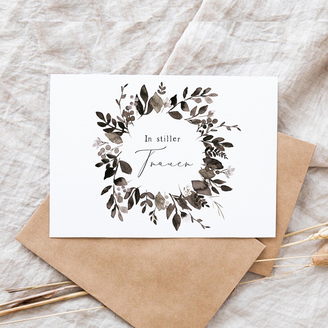 Mourning Card "in Silent Mourning, Wreath of Leaves" - Etsy