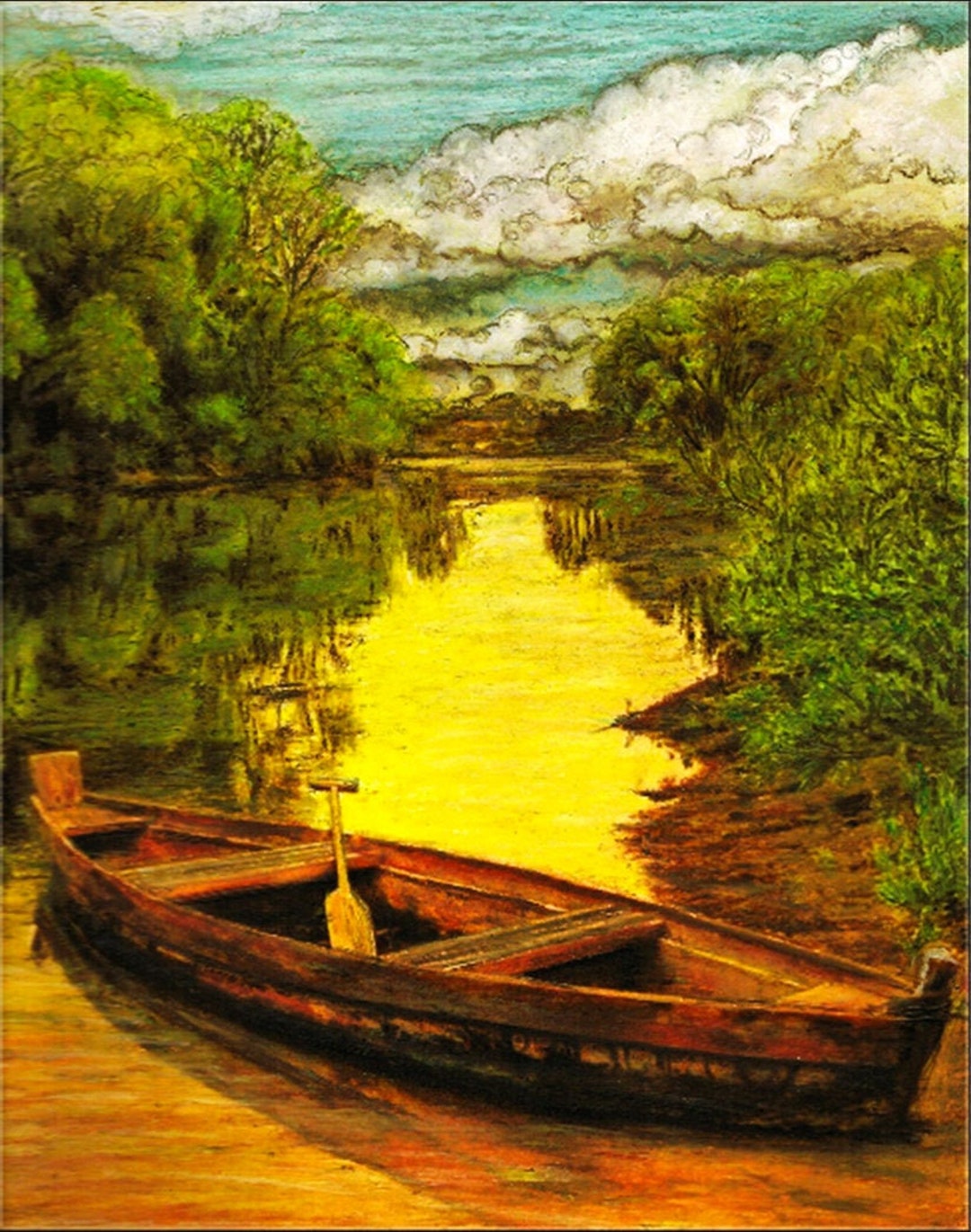 Sunset Art-sunset by the River Art Print-boat on the River Art Print - Etsy