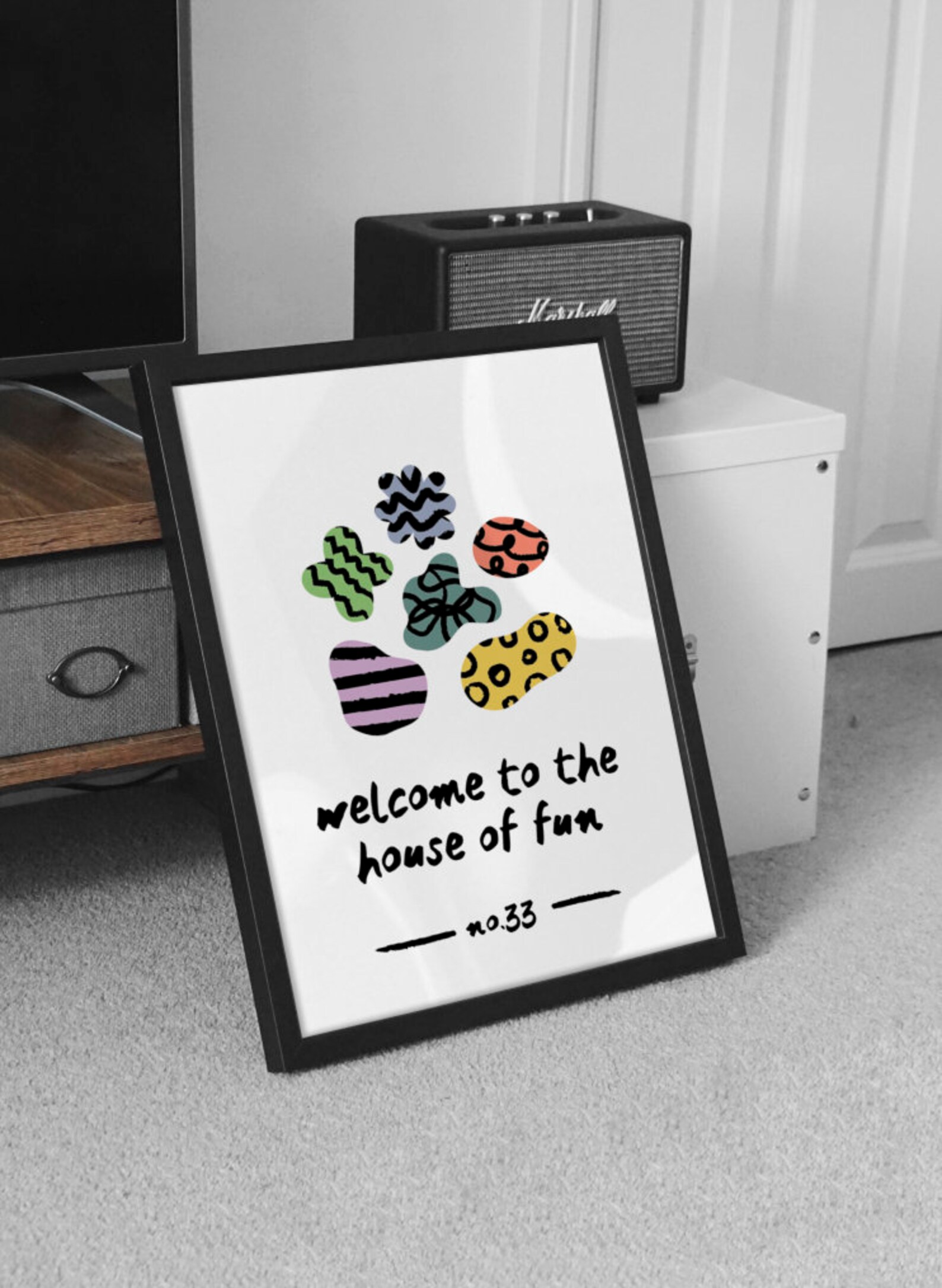 House of Fun Poster Home Poster Welcome Print Abstract Illustration ...