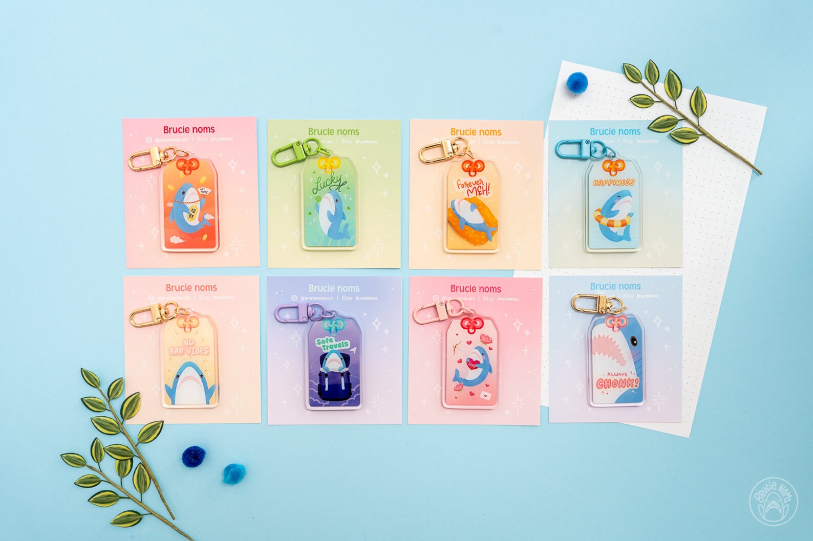 Blahaj Shark Safe Travels Acrylic Keychain | Kawaii Omamori Good Luck ...