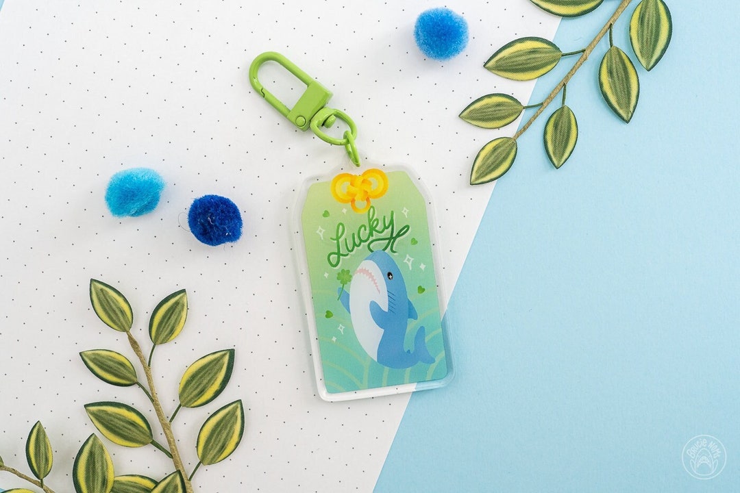 Cute Shark Blahaj Lucky Omamori Keychain Japanese Charm | Kawaii ...